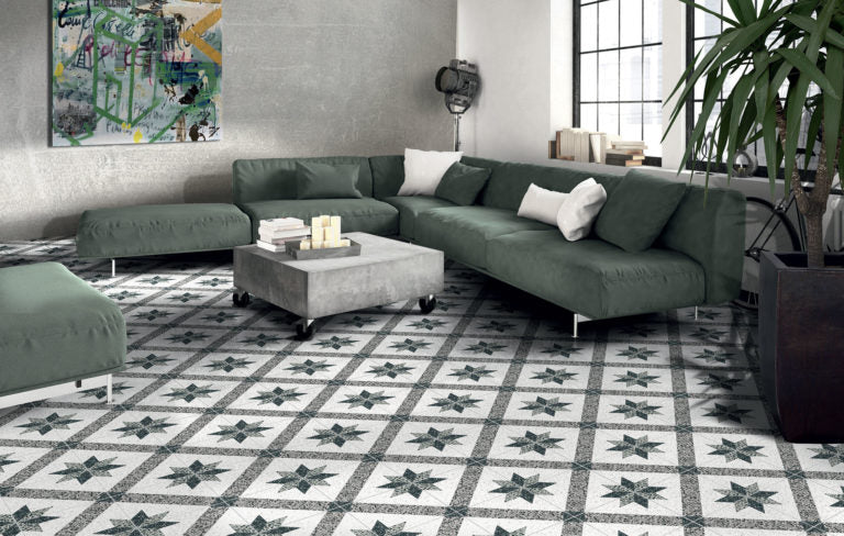 Piazza Tiles | Terrazzo Floor Tiles | Patterned Tiles | Blue Tiles ...