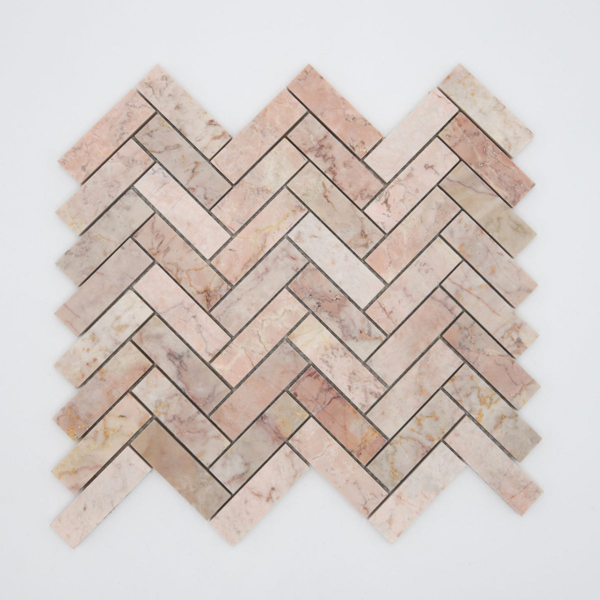 Elounda Pink Marble Herringbone Mosaic | Pink Marble | Herringbone ...