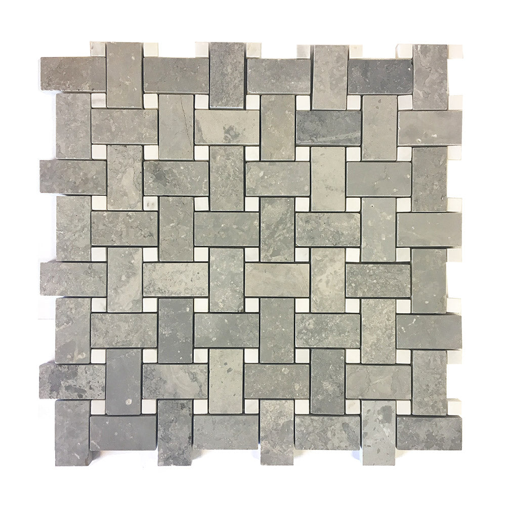 Coastal Stone Mosaic | Grey Basketweave Mosaic | Grey Stone Mosaic ...